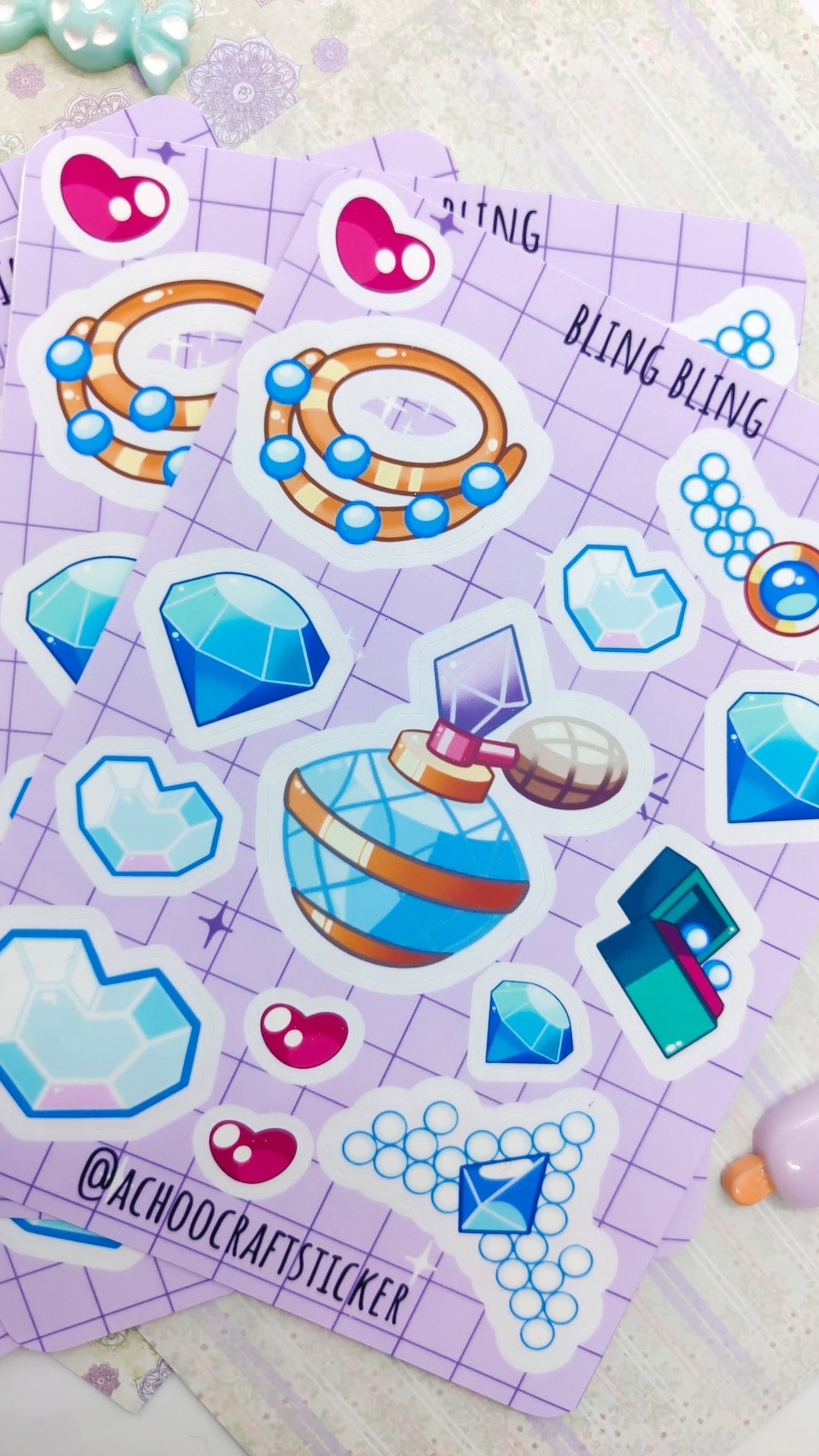 Bling Bling Sticker Sheet | Diamonds Sticker | Jewerly Sticker Sheet ...