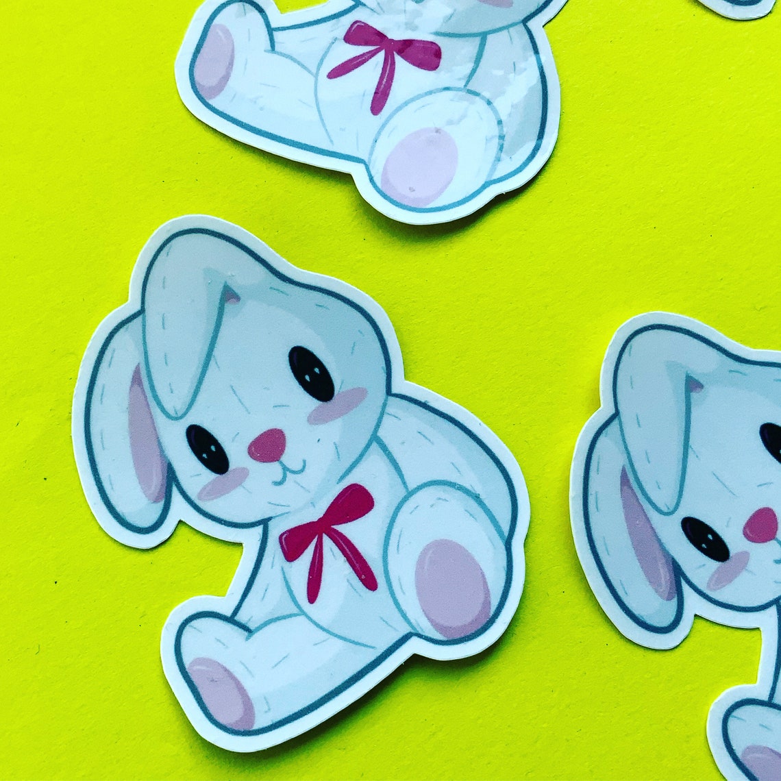 Bunny plushie Sticker Cute Waterproof sticker | Etsy