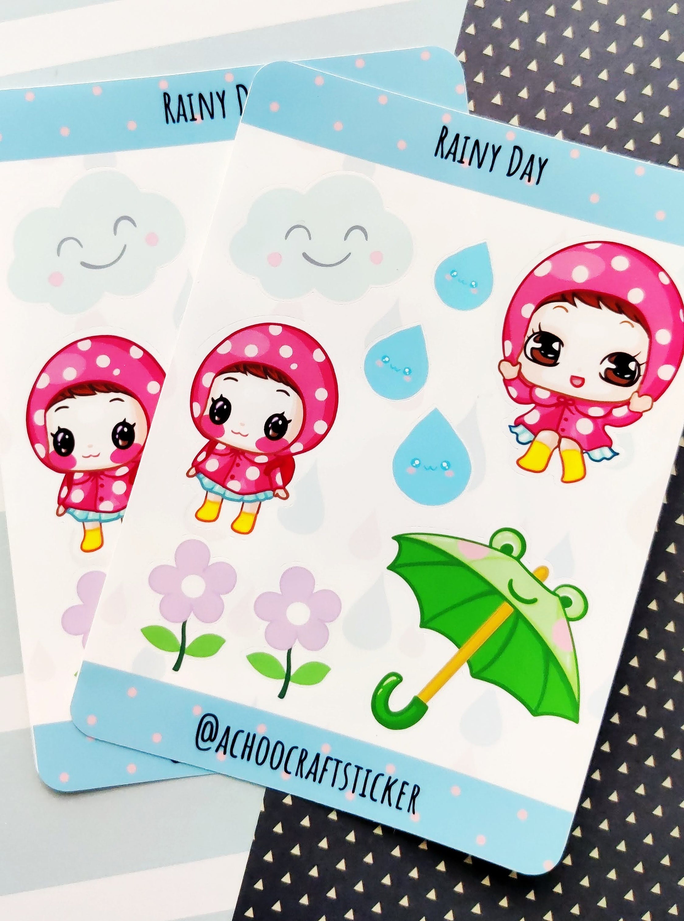 Rainy Day Sticker Sheet Waterproof | Etsy