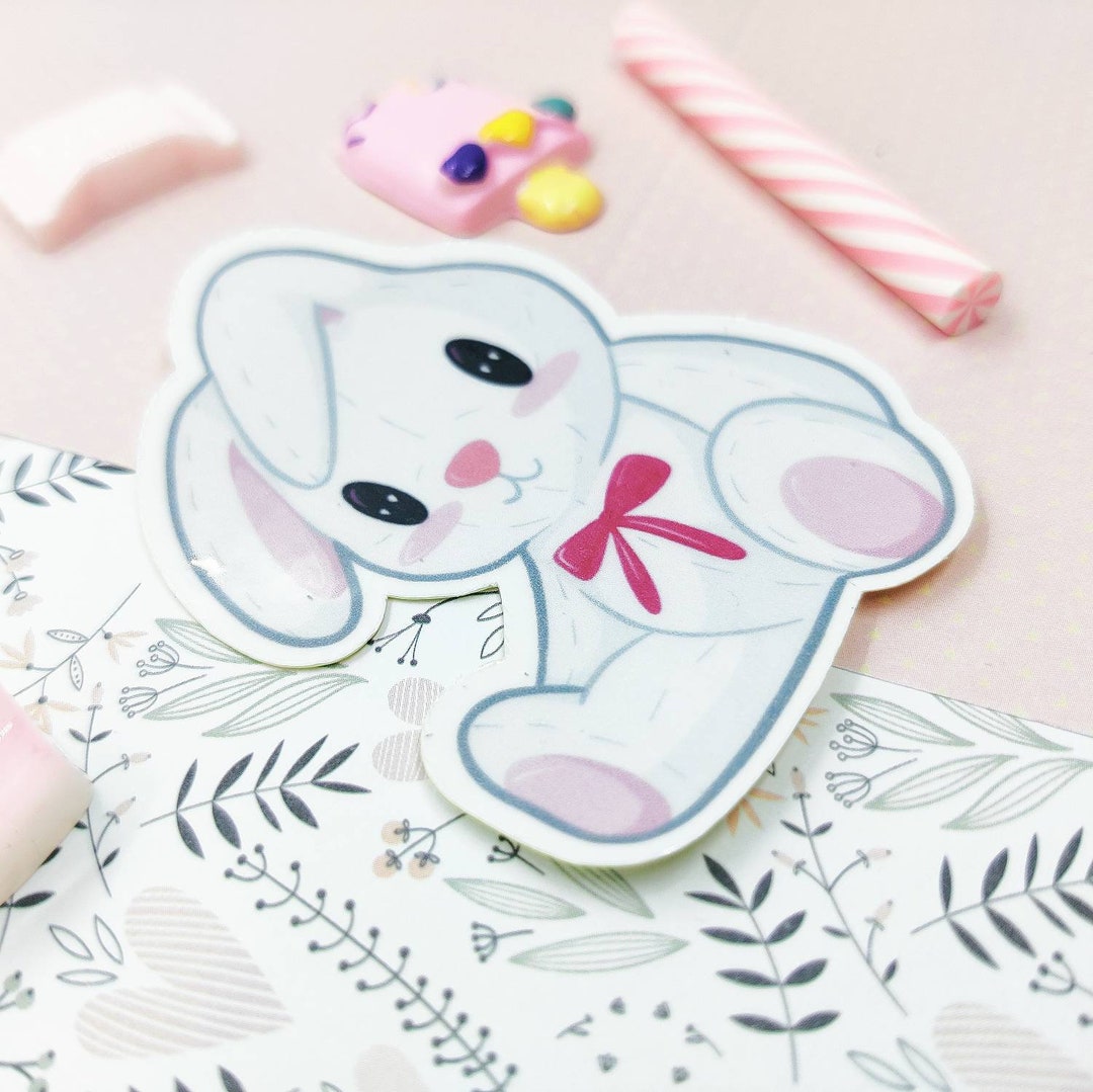 Bunny Plushie Sticker | Cute Waterproof Sticker - Etsy