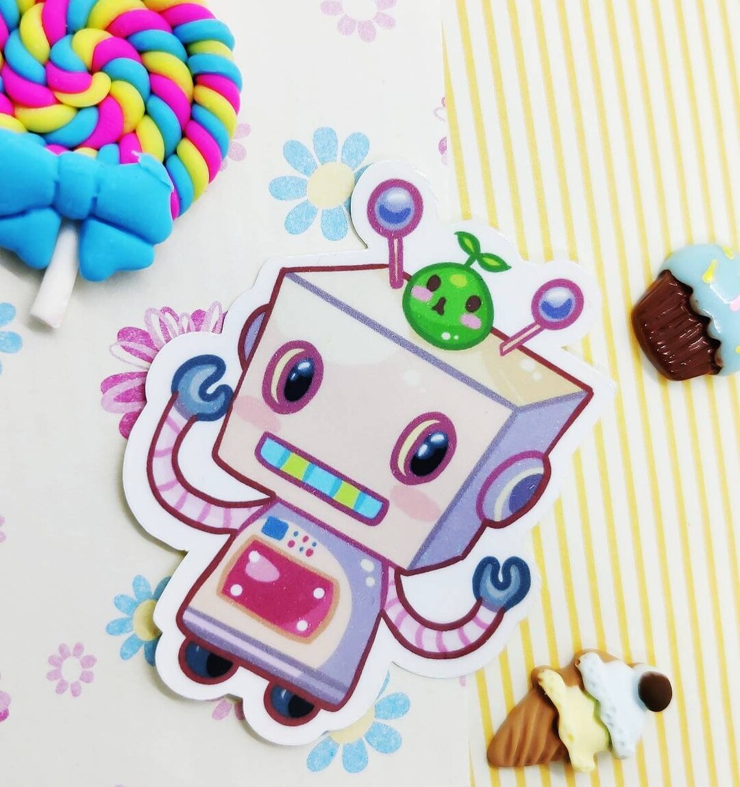Cute Robot Sticker | Adorable Waterproof Sticker - Etsy