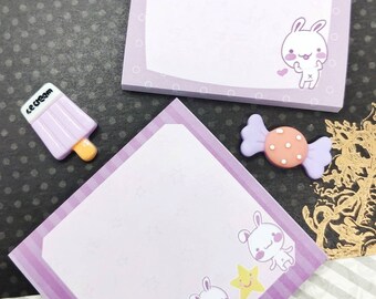 Bunny and Teddy Cute Kawaii Kitsch Chunky Sticky Notes Block - Etsy UK