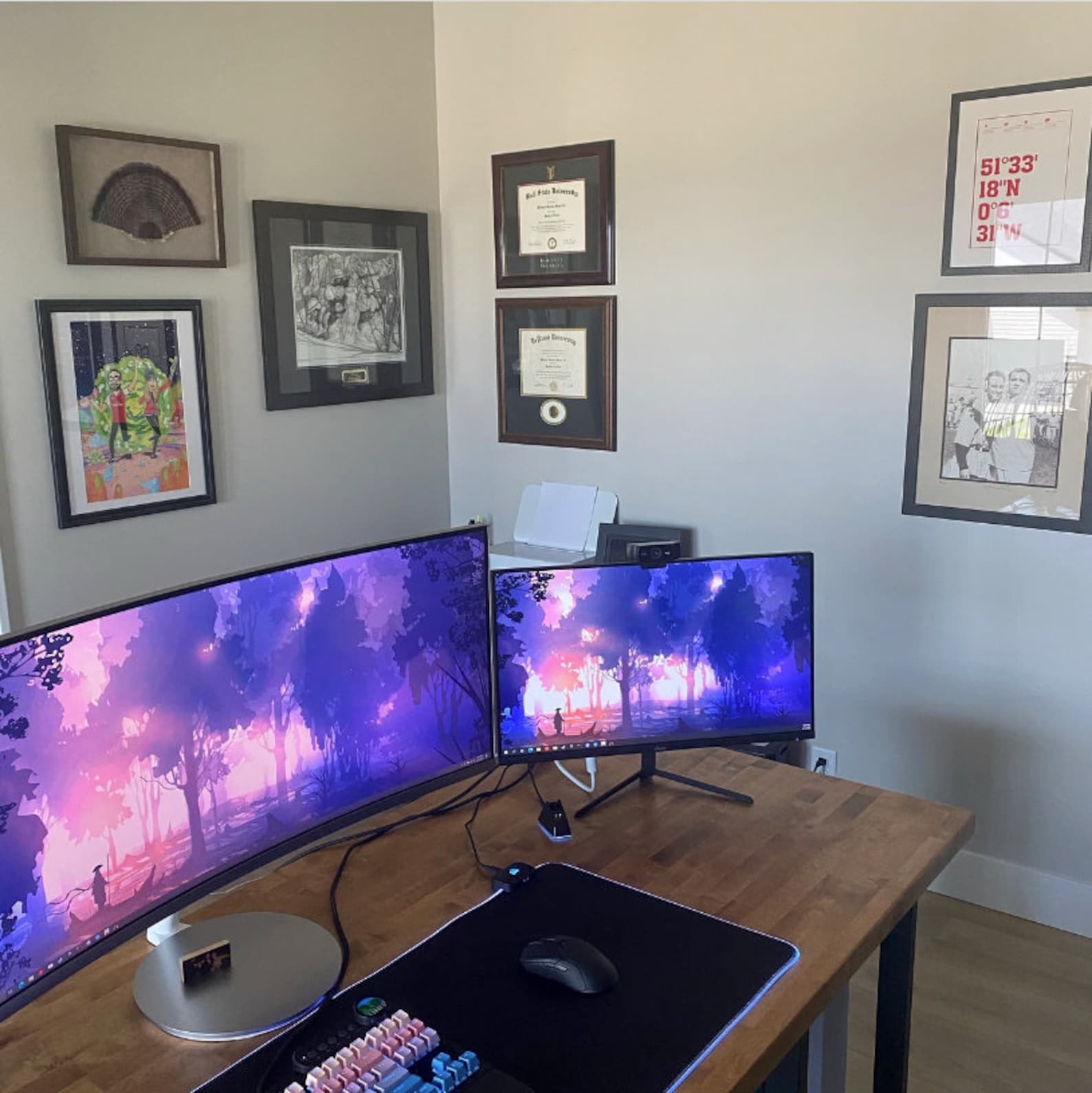 Solid Wood Gaming Desk - Custom Made With Monitor Shelves. Cord ...