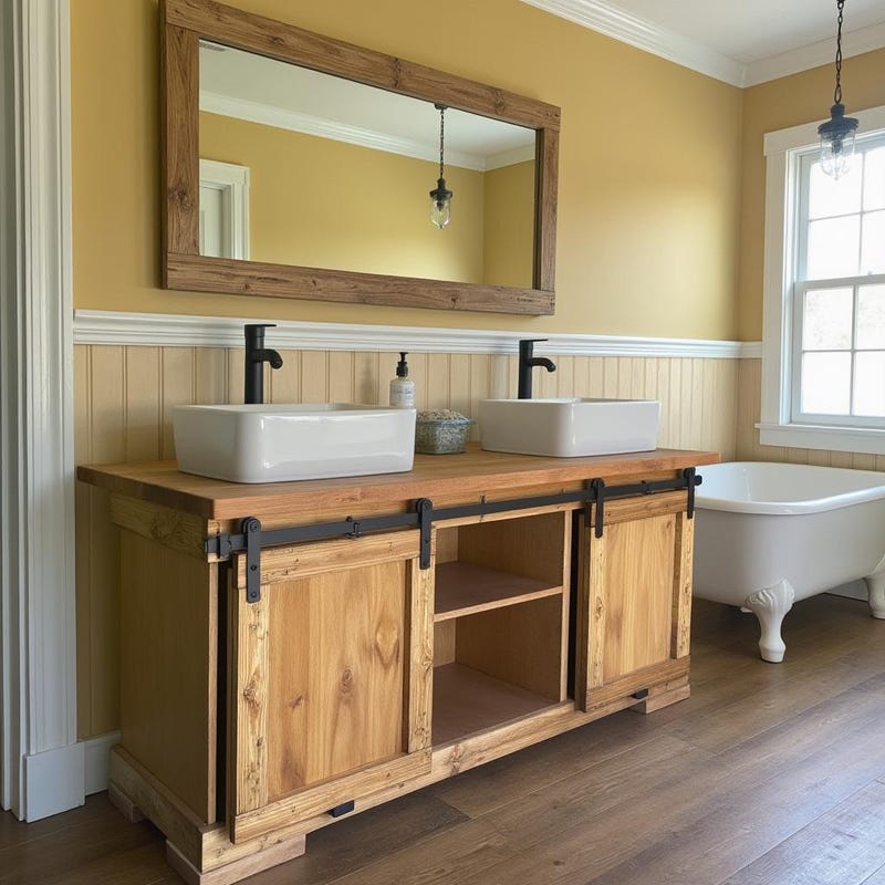 Solid Wood Double Vanity - Etsy