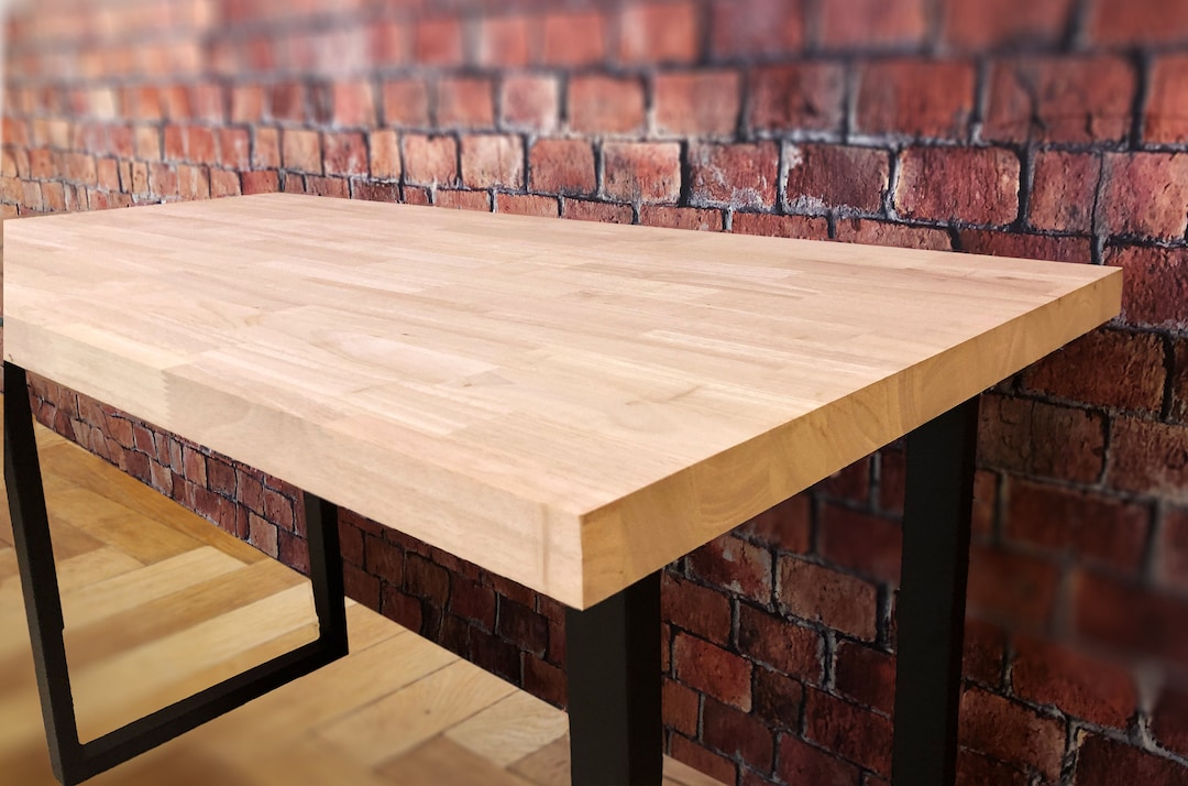 Handcrafted Butcher Block Desk: Solid Wood Table Top, Steel Legs - Etsy