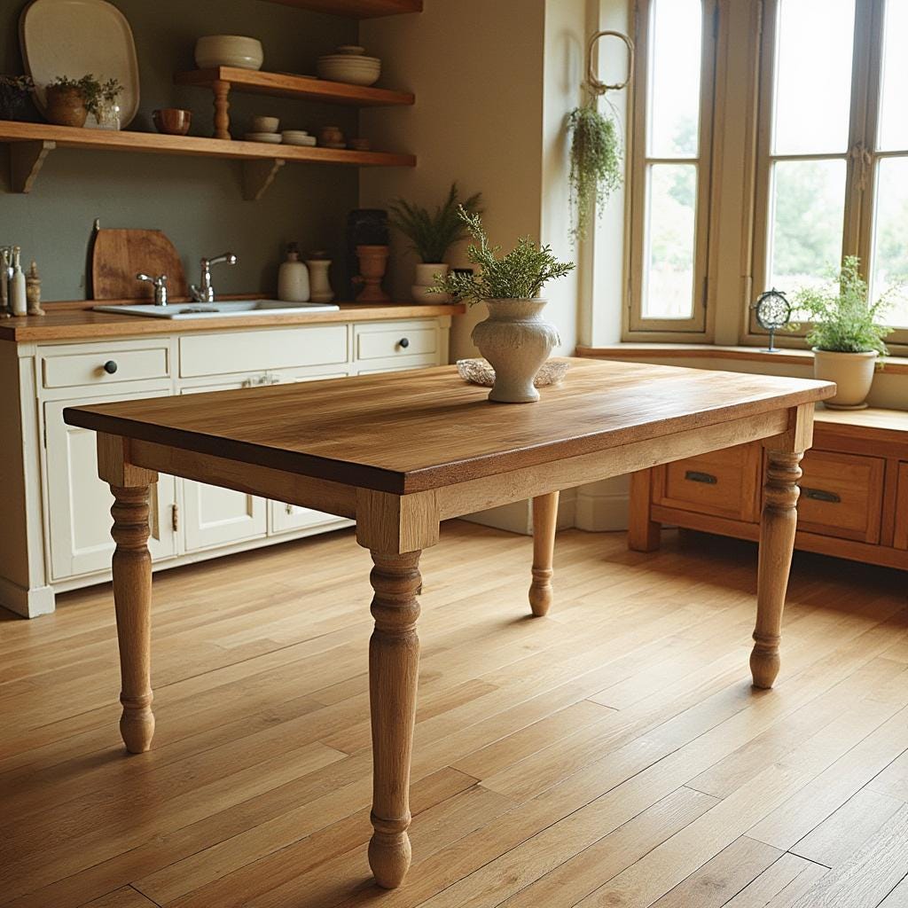 Handmade Oak Nut Farmhouse Dining Table: Solid Wood Rustic Centerpiece ...