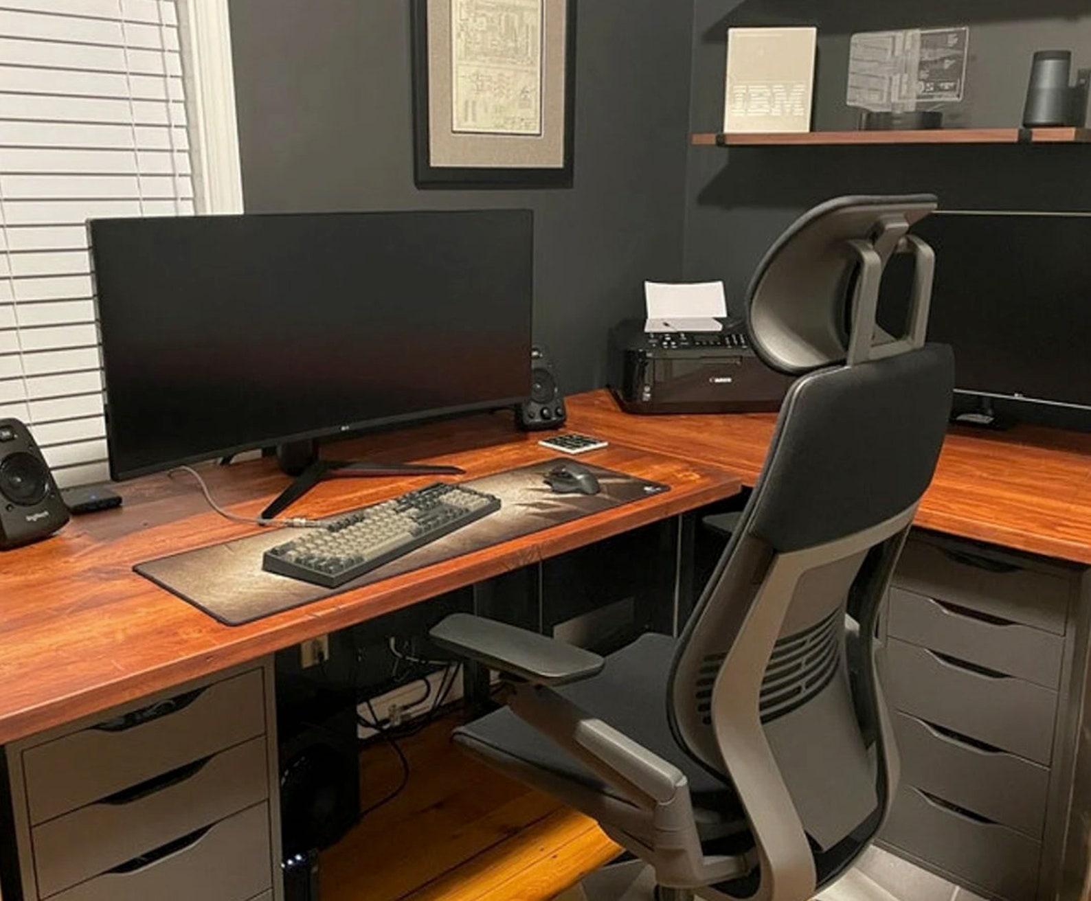 Solid Wood Gaming Desk - Custom Made With Monitor Shelves. Cord ...