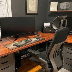 Solid Wood Gaming Desk - Custom Made With Monitor Shelves. Cord ...