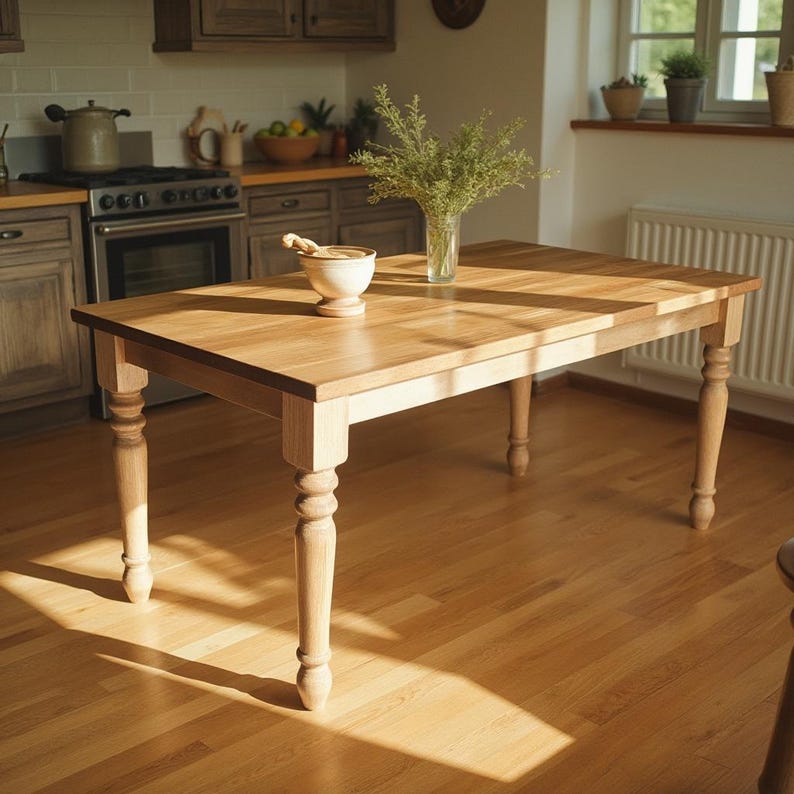 Handmade Oak Nut Farmhouse Dining Table: Solid Wood Rustic Centerpiece ...