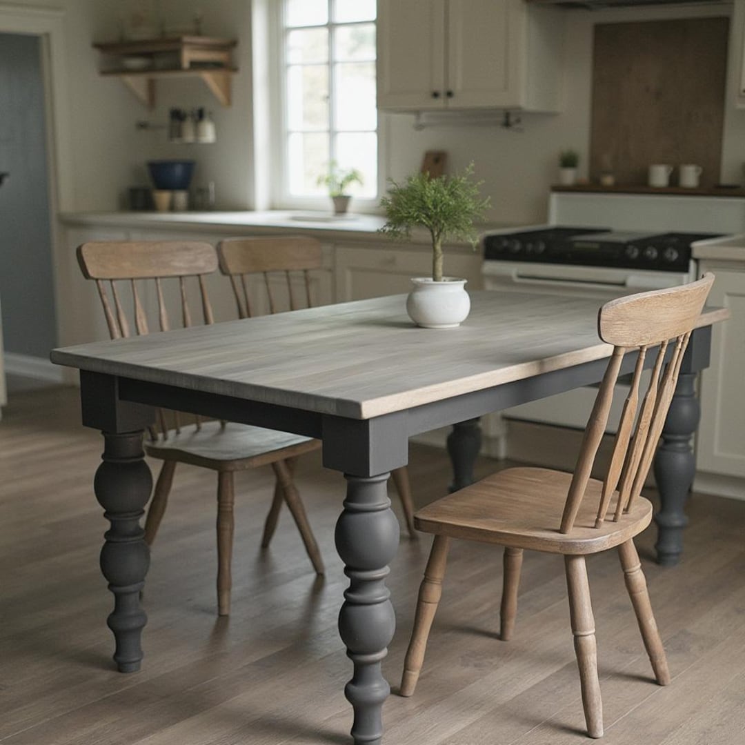 Custom Farmhouse Dining Table – Solid Wood, Custom Finish, Minimal ...