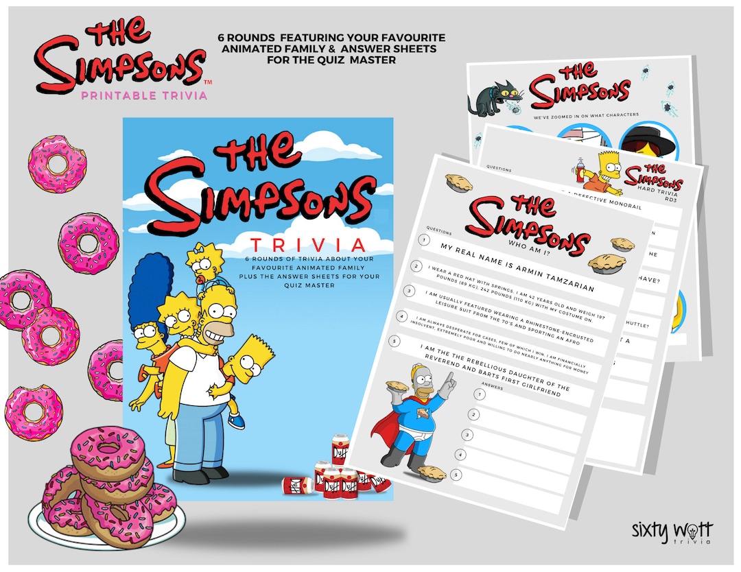 The Simpsons | Trivia | Quiz | Party Game | Printable - Etsy Canada