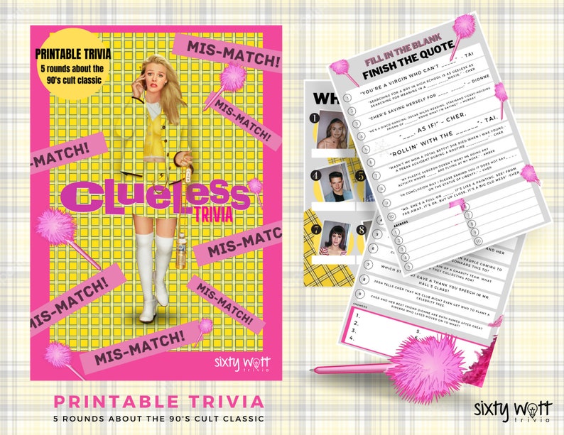 Clueless Trivia Quiz 90s Movie Party Games - Etsy