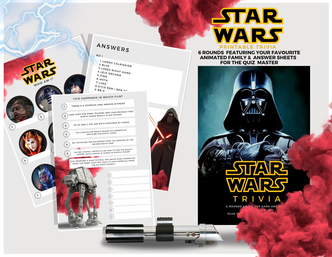 Star Wars Trivia Quiz Party Game Questions Movies - Etsy