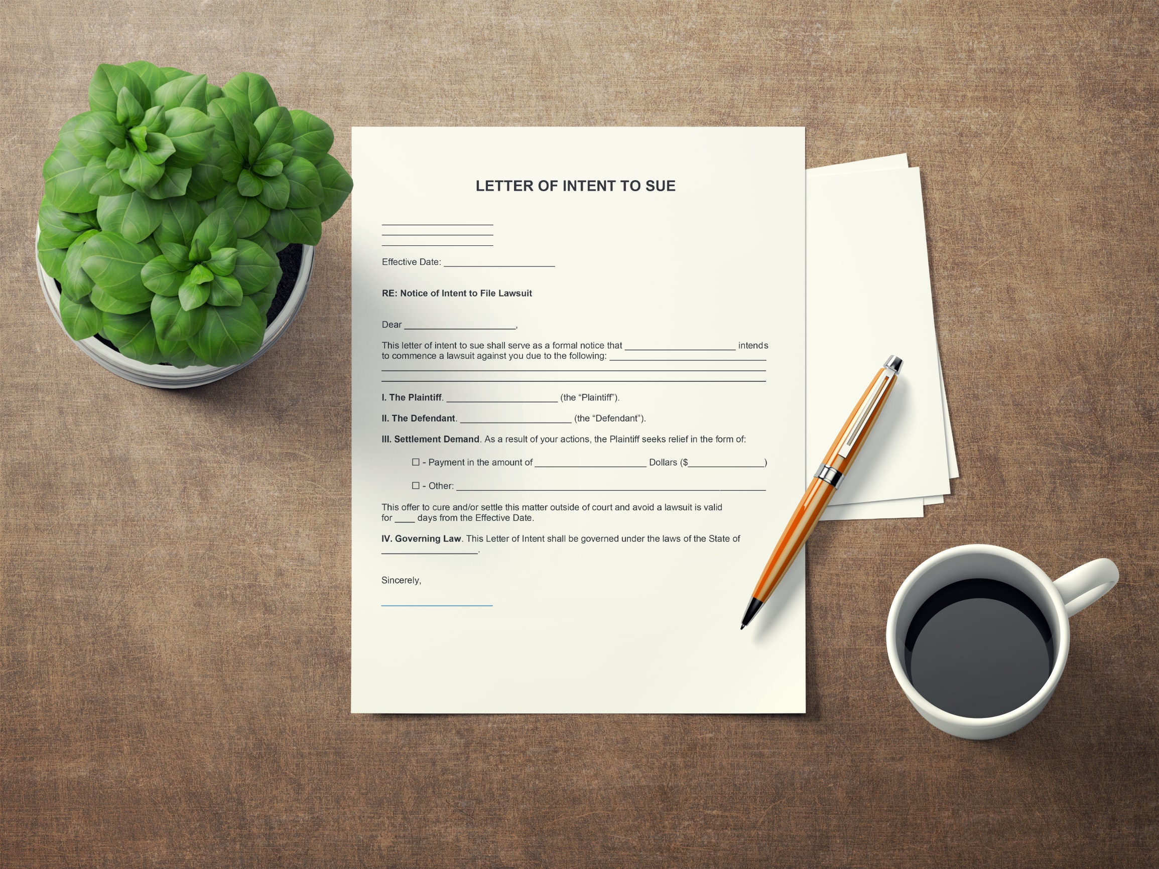 Demand Letter PRINTABLE File Lawsuit Intent to Sue Template Legal ...