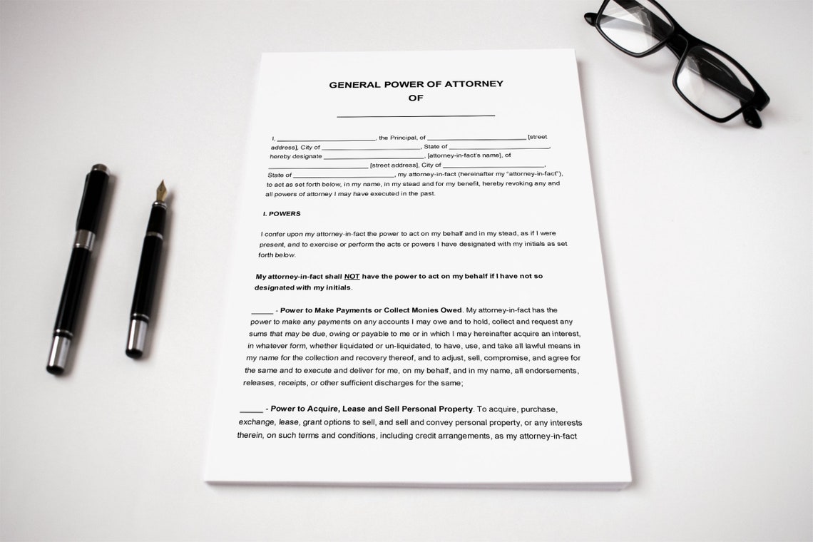 General Power of Attorney PRINTABLE File Simple POA Legal Document ...