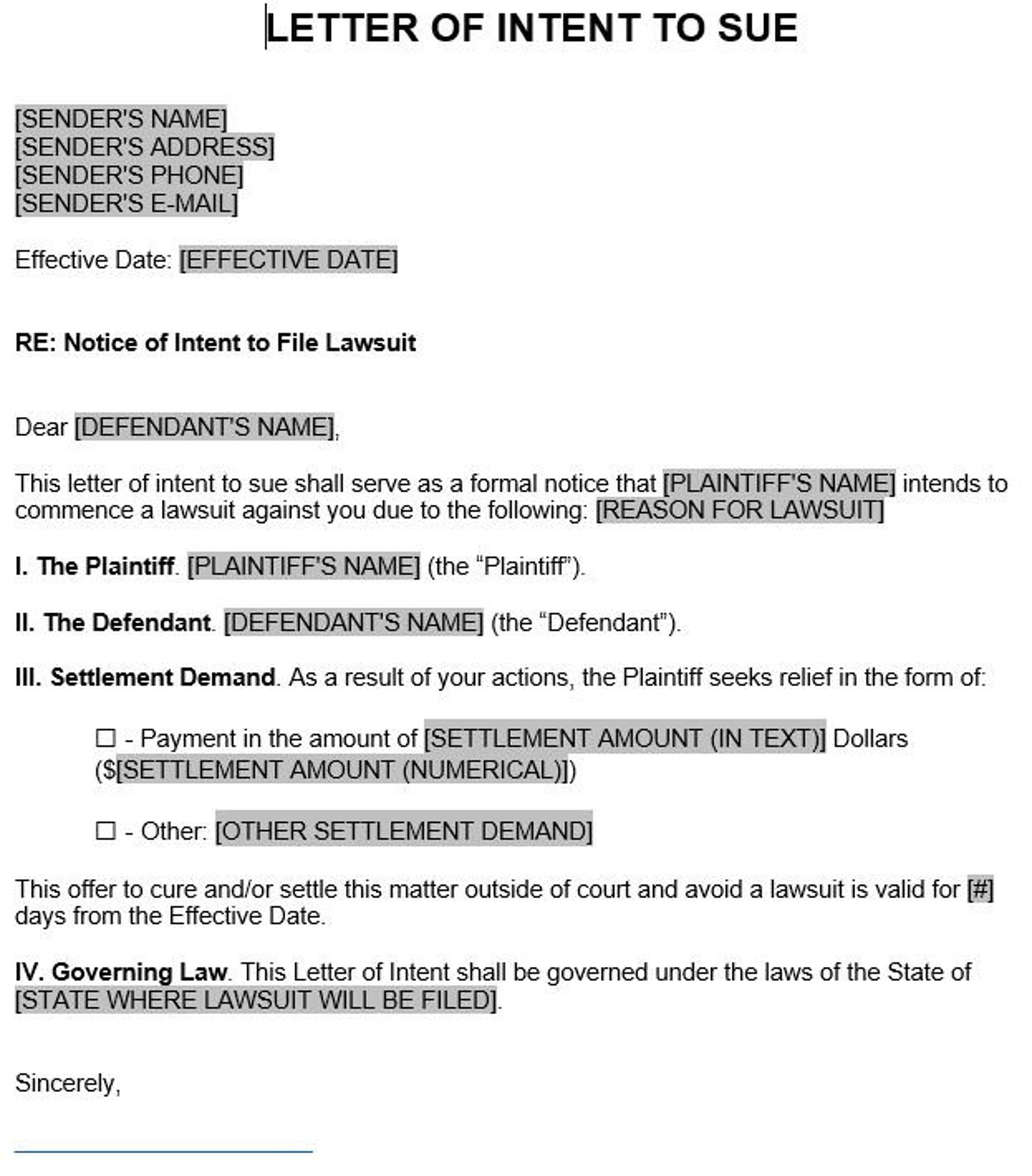 Demand Letter PRINTABLE File Lawsuit Intent To Sue Template Etsy Ireland