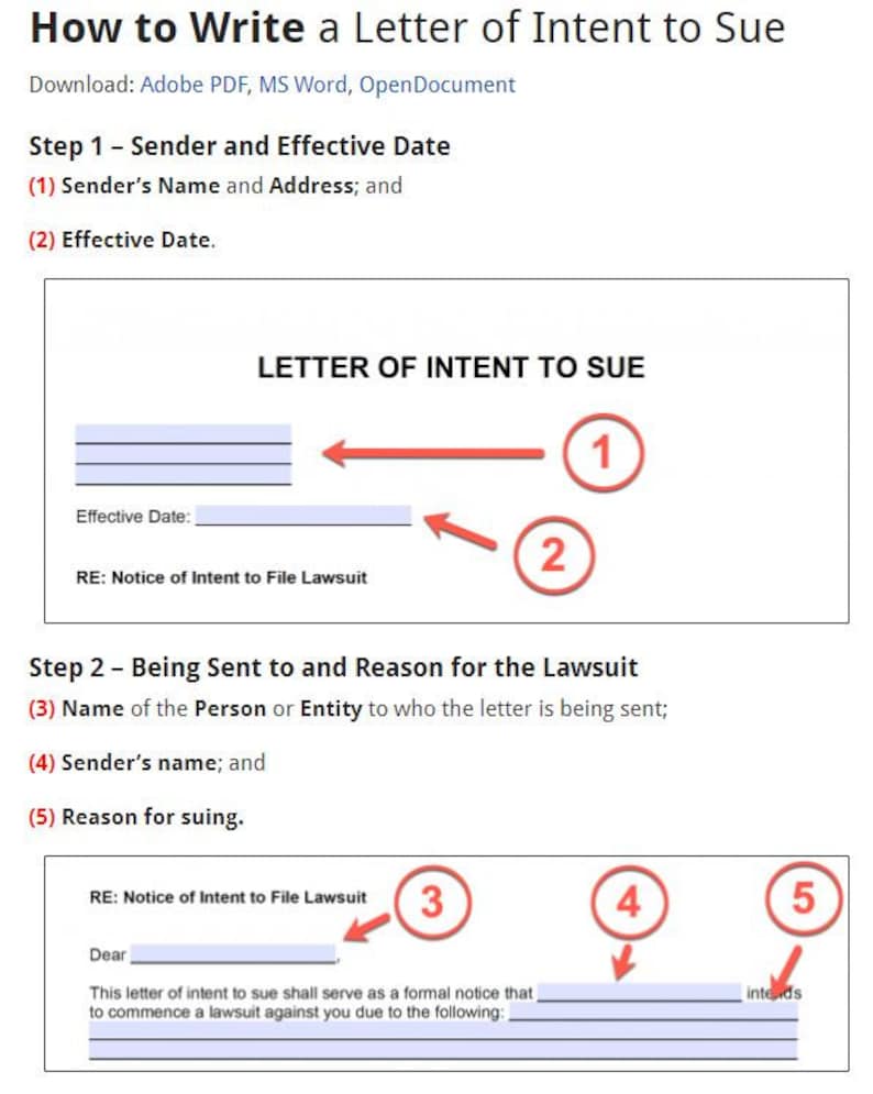 Demand Letter PRINTABLE File Lawsuit Intent to Sue Template Legal ...