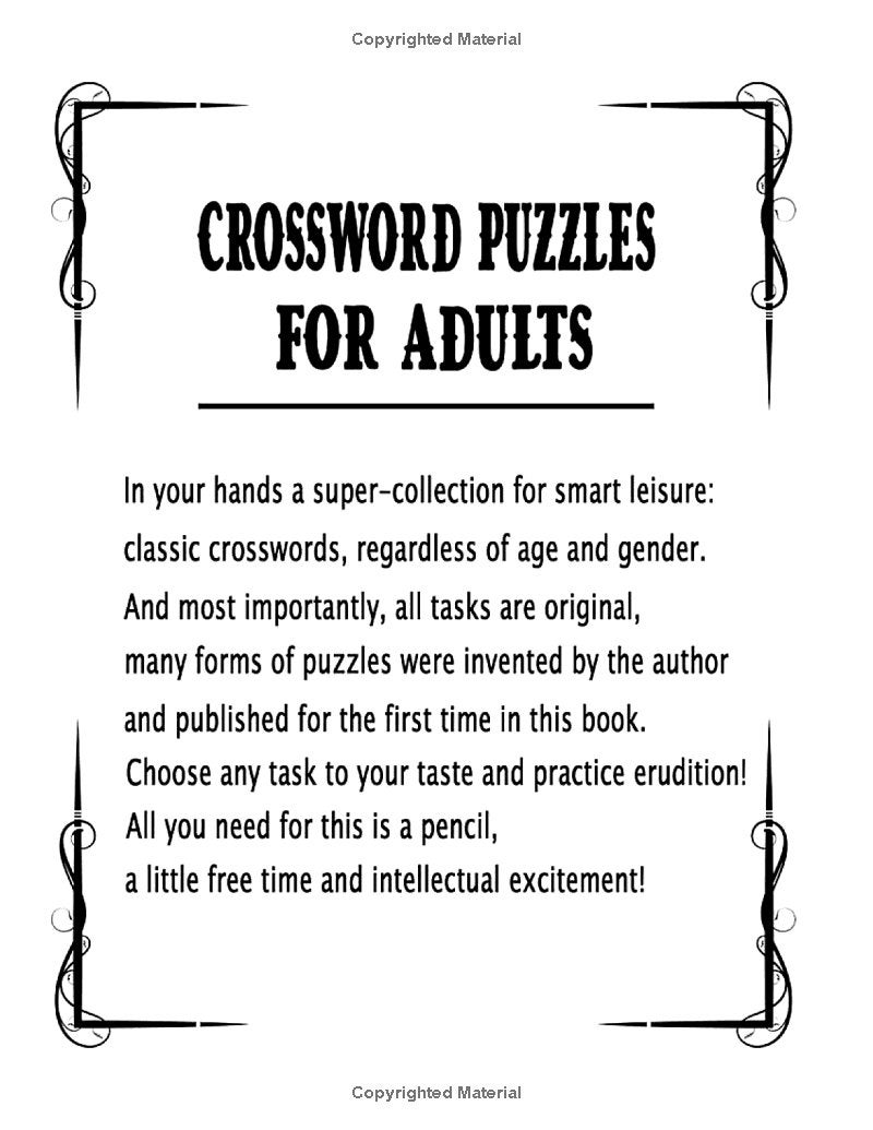 Large Print Crossword Puzzles for Adults- Full Page, Medium-level ...