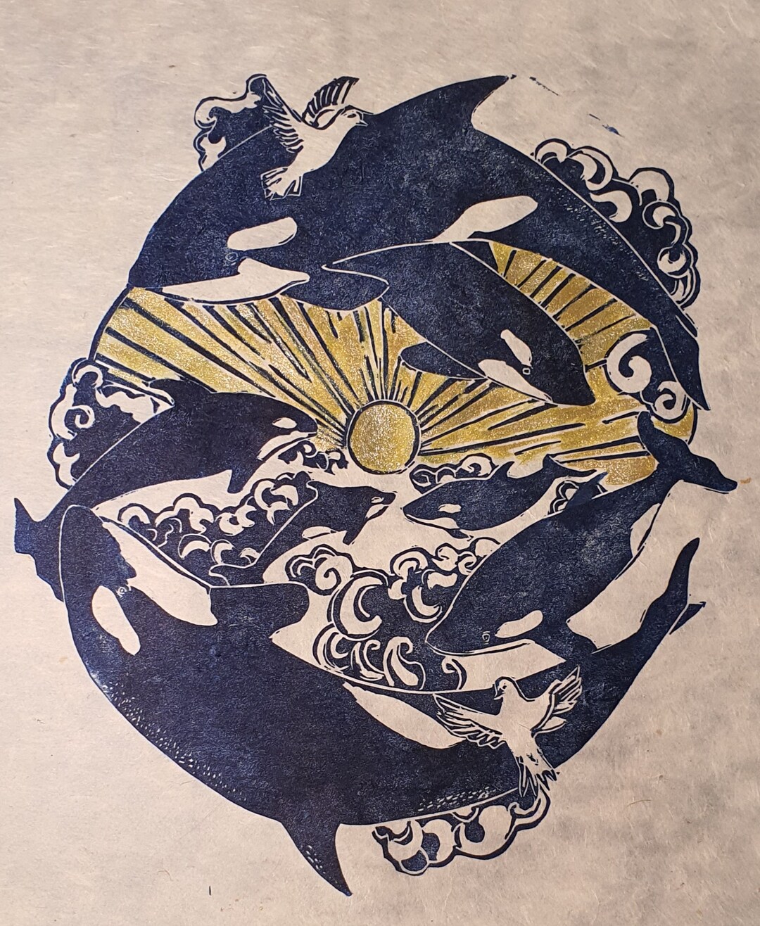 Handmade Orca Original Print Linocut Print. - Etsy