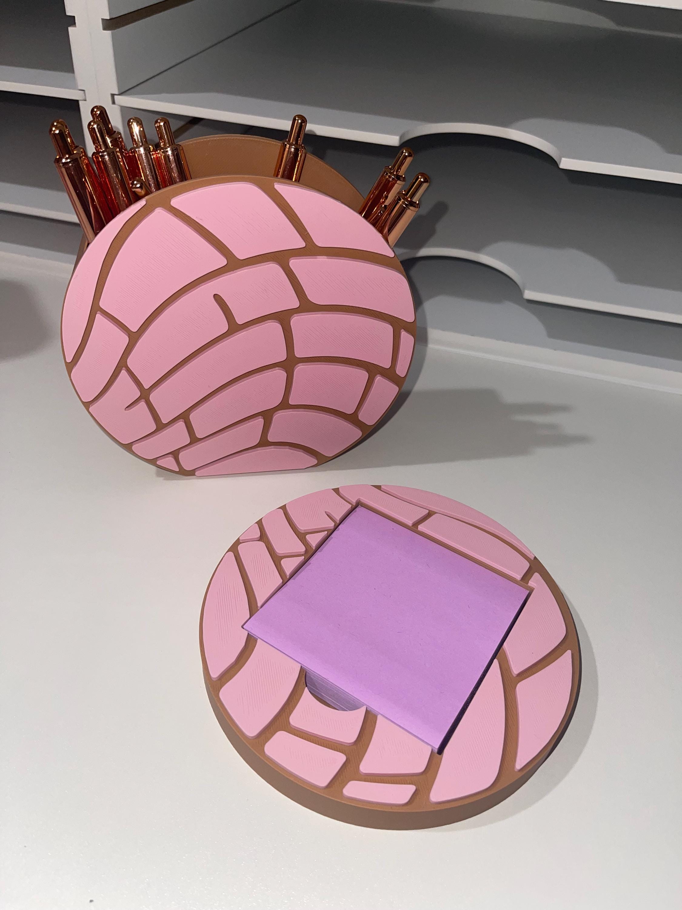 Pink Concha Pen and Post It Note Holder - Etsy