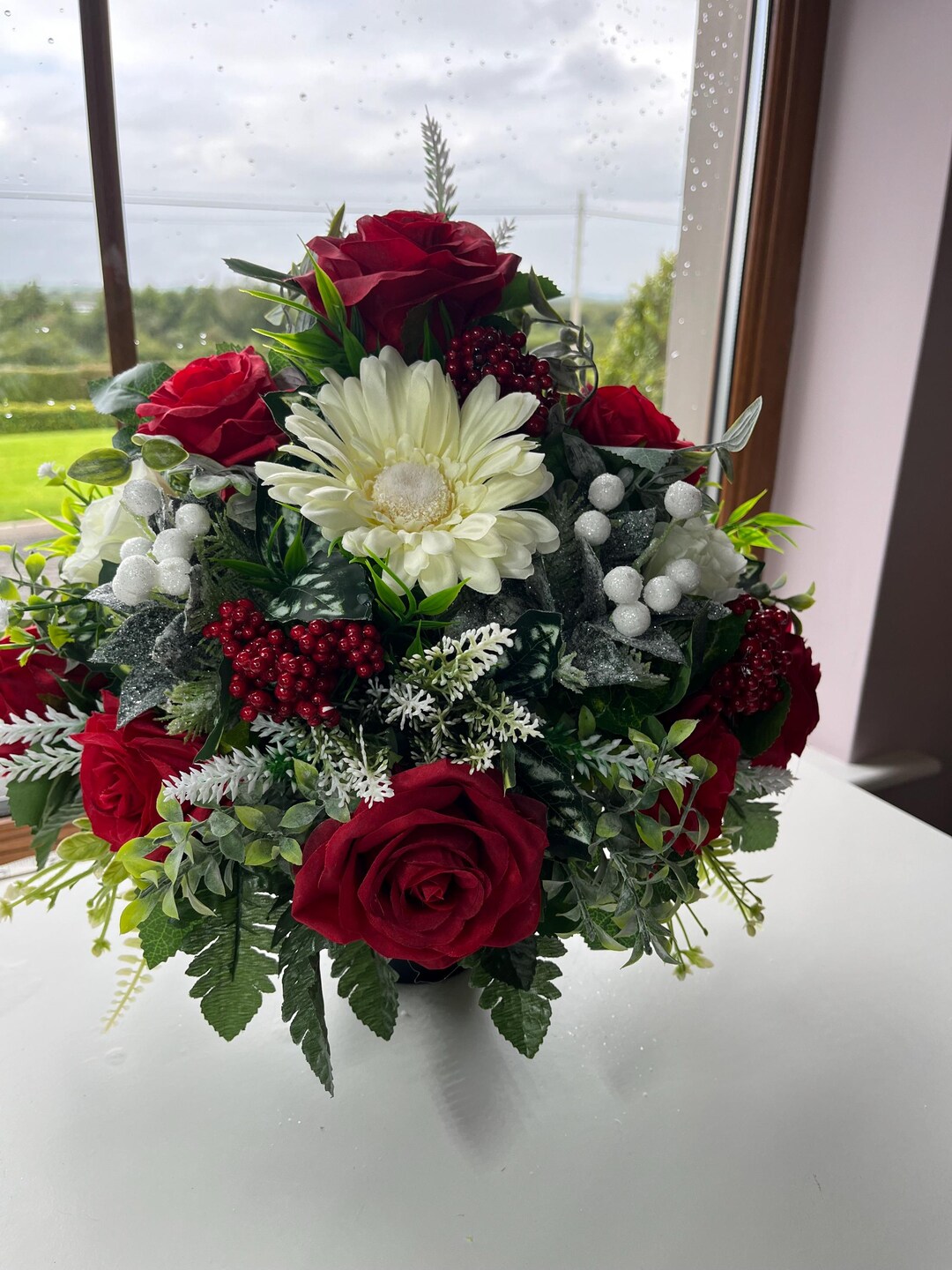 Grave POT Flowers, Funeral Tributes, Artificial Grave Flowers, Silk ...