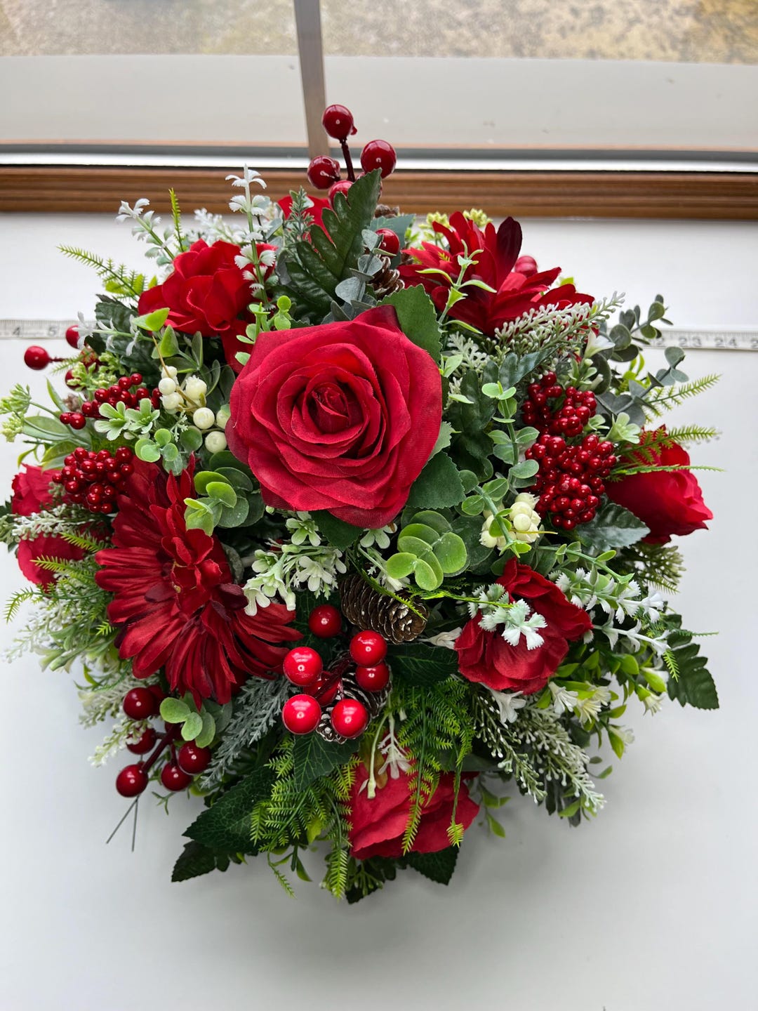 Round Grave Flowers Funeral Tributes, Artificial Grave Flowers, Silk ...