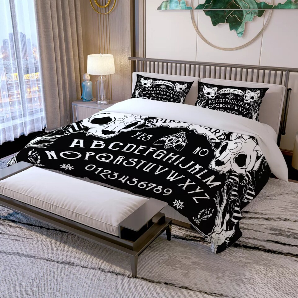 Gothic Bedding Set - Cat Skulls Ouija Board, Goth Bedding, Gothic Home ...