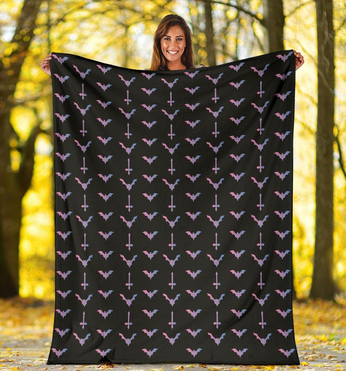 Pastel Goth Bats Pattern Throw Blanket Pastel Goth Premium | Etsy