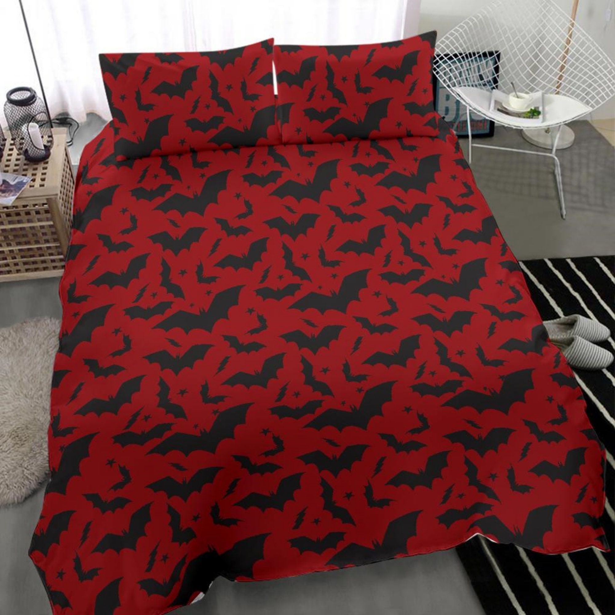 Gothic Bedding Set - Batty Nights Red