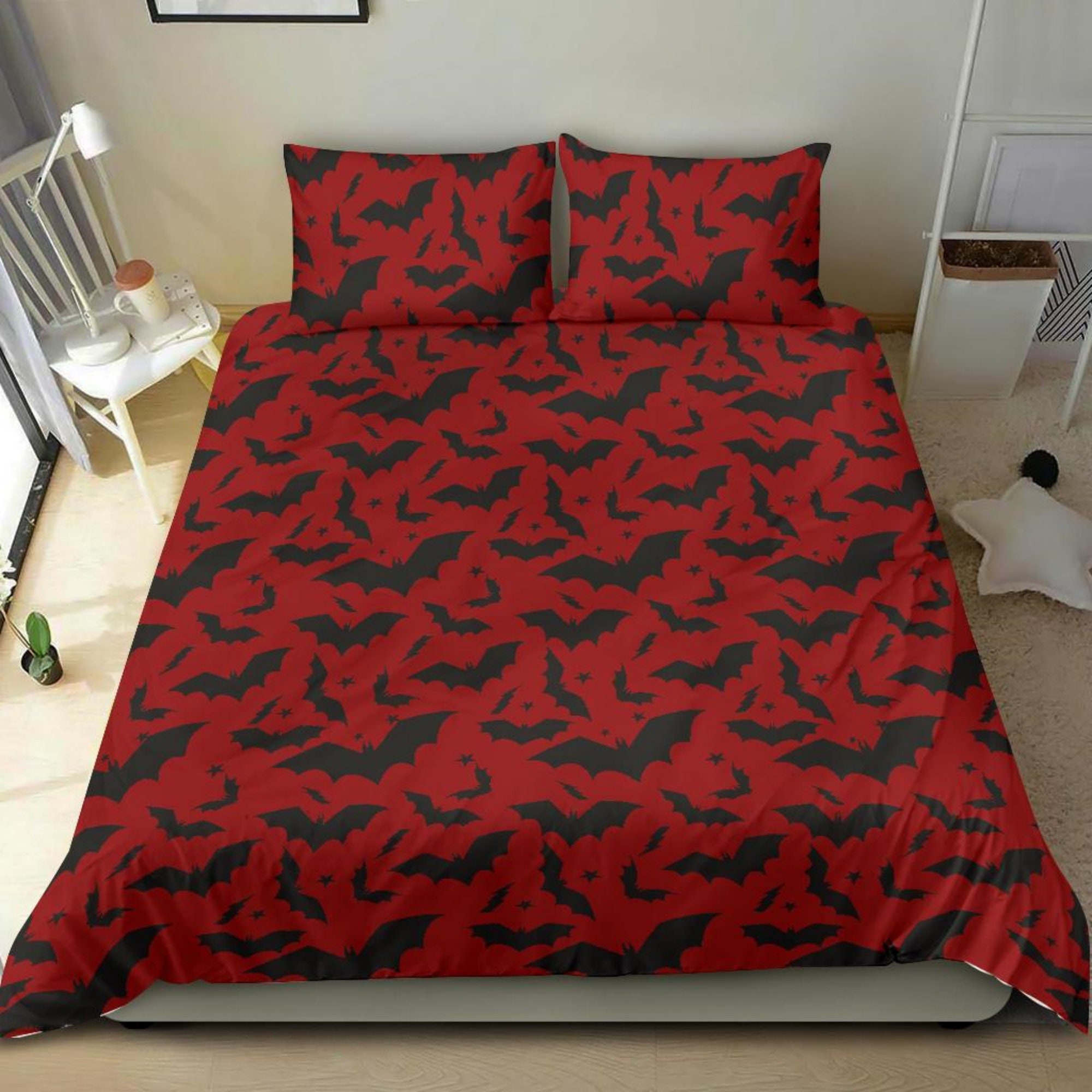 Gothic Bedding Set - Batty Nights Red