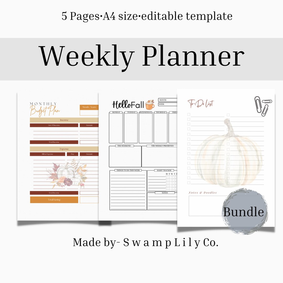 Fall Theme Weekly Planner. Planner Inserts. - Etsy