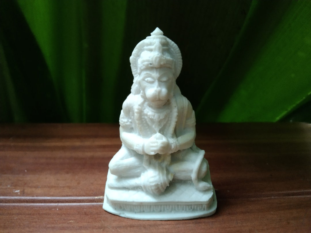 White Stone Lord Hanuman Figure Monkey King Statue Cute Home Decor ...