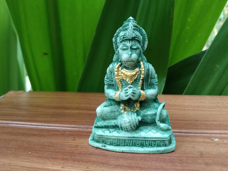 Green Colour Gold Paint Lord Hanuman Stone Statue Hanumantha - Etsy