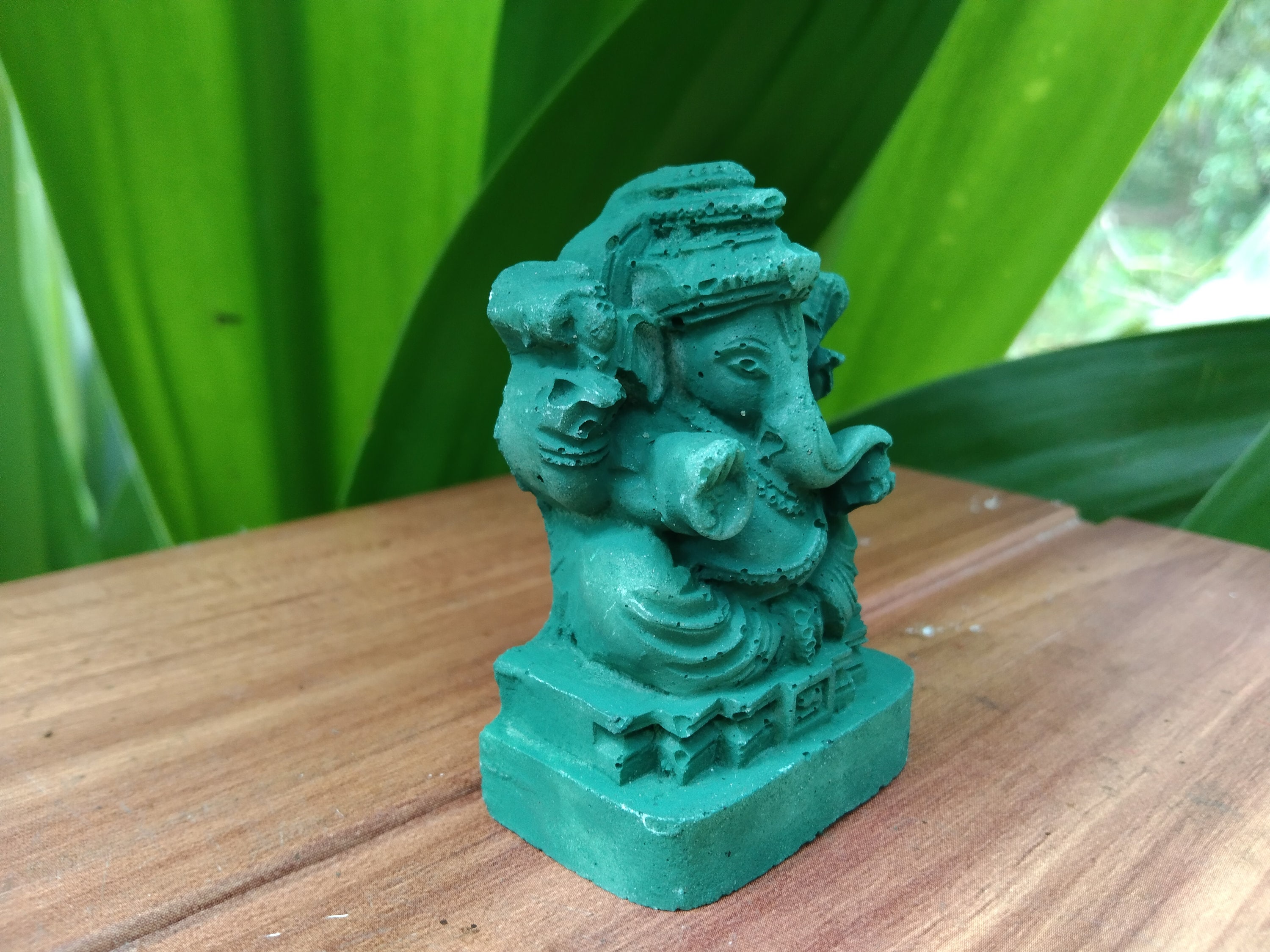 Green Color Lord Ganesh Stone Statue Elephant God Sculpture Ganapathi ...