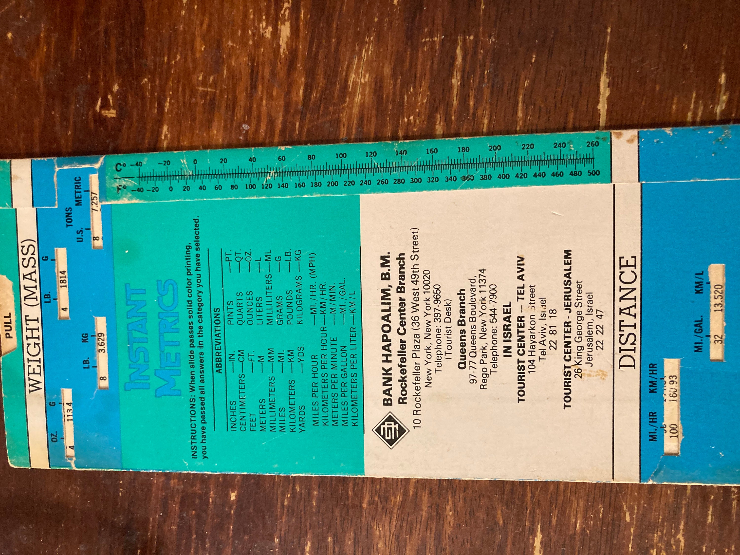 Vintage Metric Slide Chart 1975 - Etsy