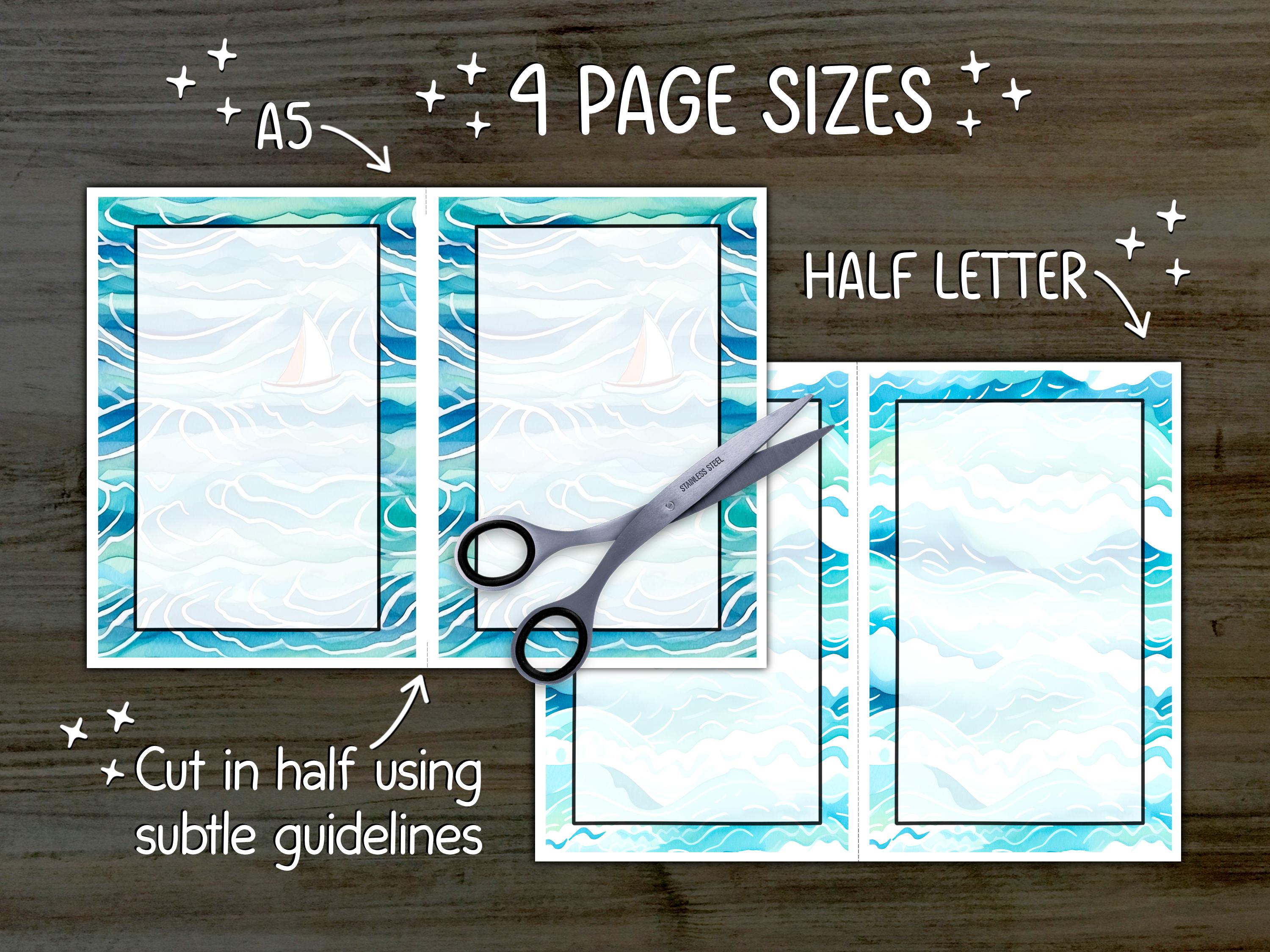 Tranquil Ocean Waves Stationary Set, Journal Notes Bundle, Lined ...