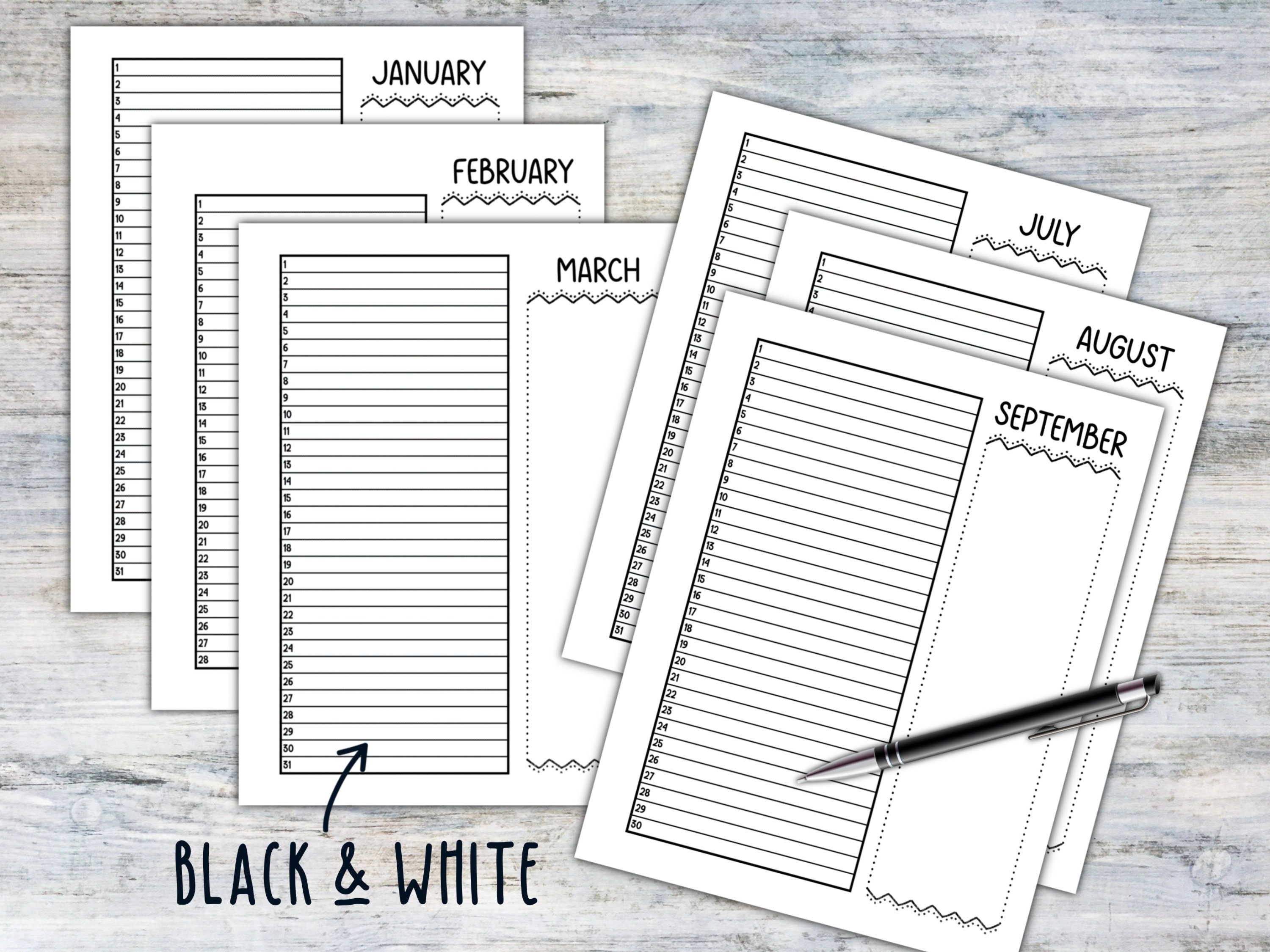 Rainbow Perpetual Monthly Calendar Planner, 1 Line per Day, Gratitude ...