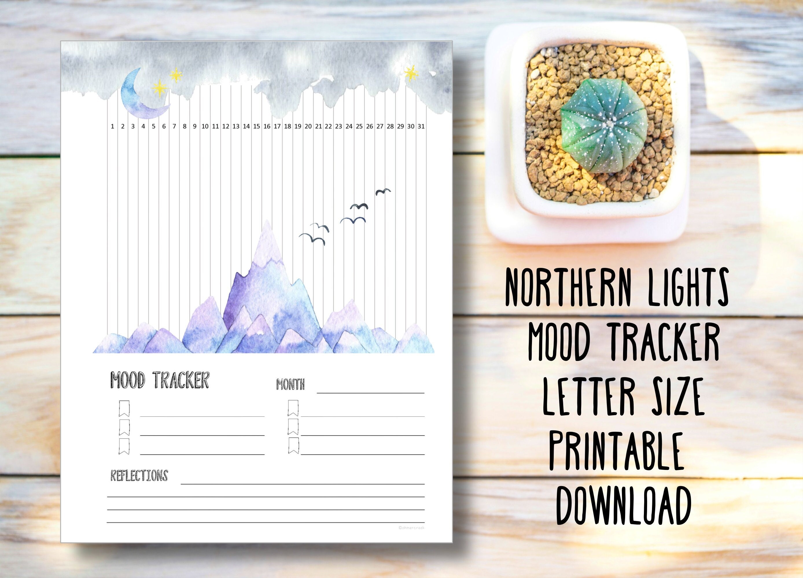 Northern Lights Mood Tracker Printable Bullet Journal Self - Etsy Hong Kong