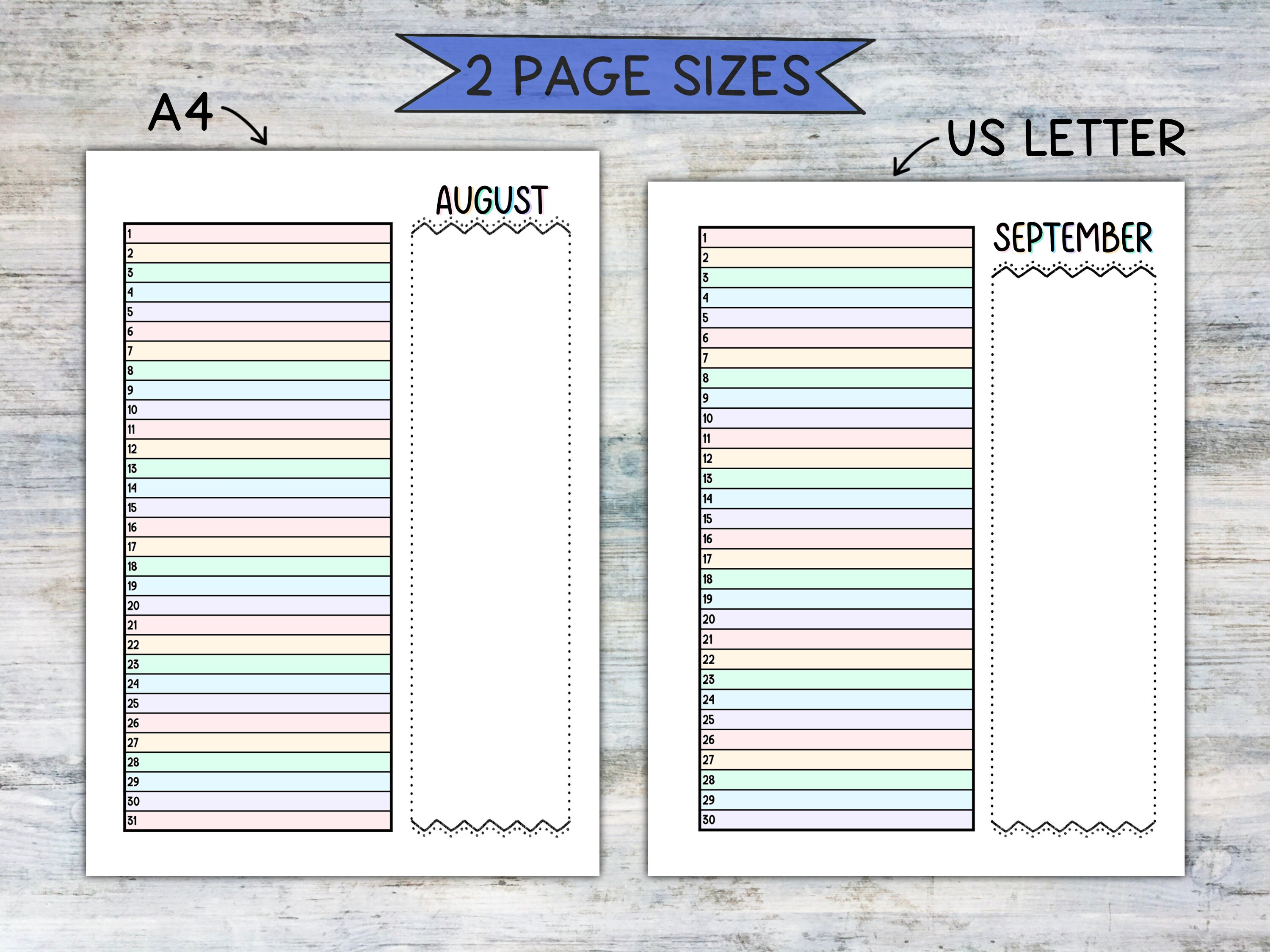 Rainbow Perpetual Monthly Calendar Planner, 1 Line per Day, Gratitude ...