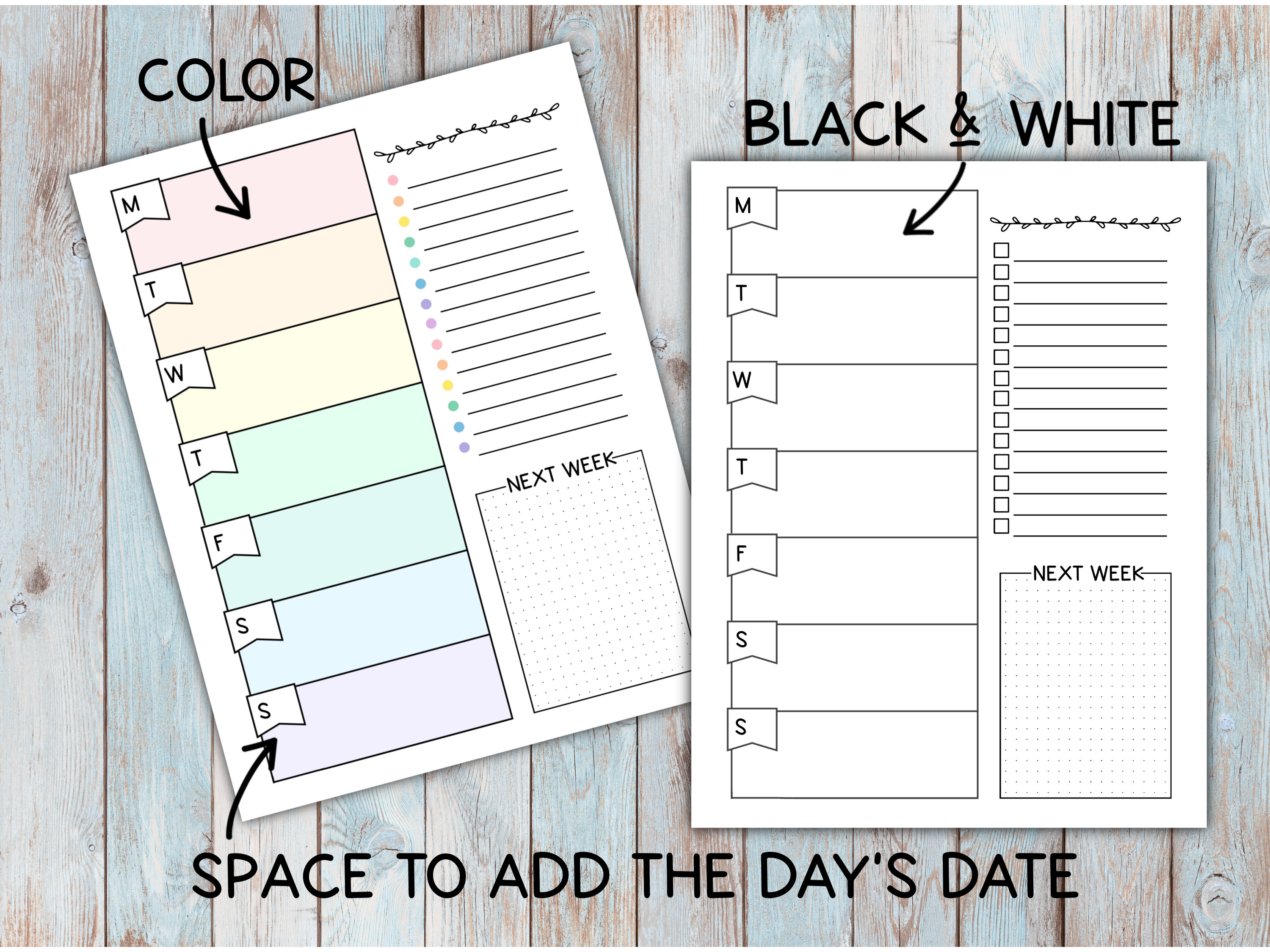 Rainbow Weekly Planner, Printable PDF, Letter Size 8.5x11, Digital ...