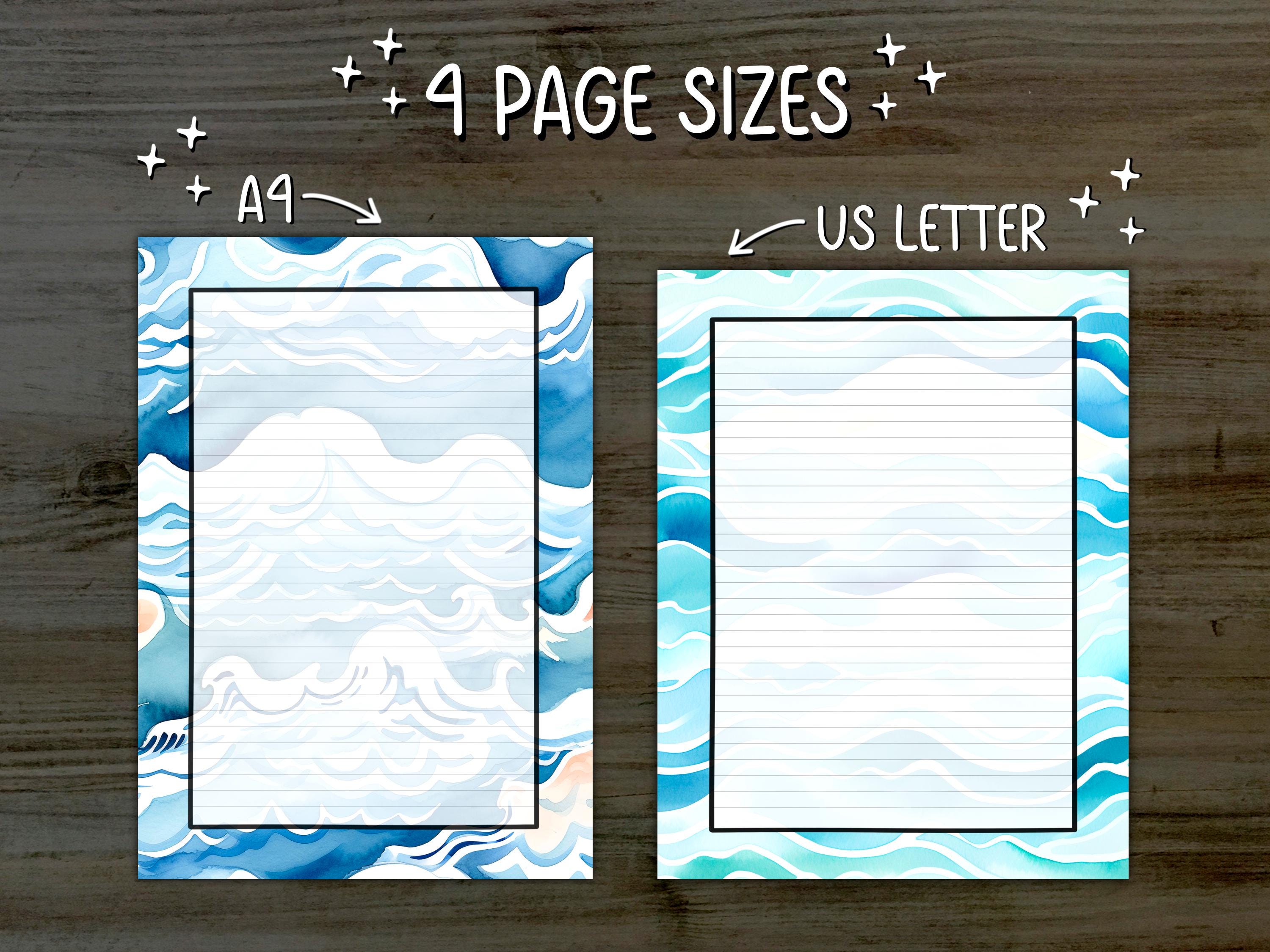 Tranquil Ocean Waves Stationary Set, Journal Notes Bundle, Lined ...