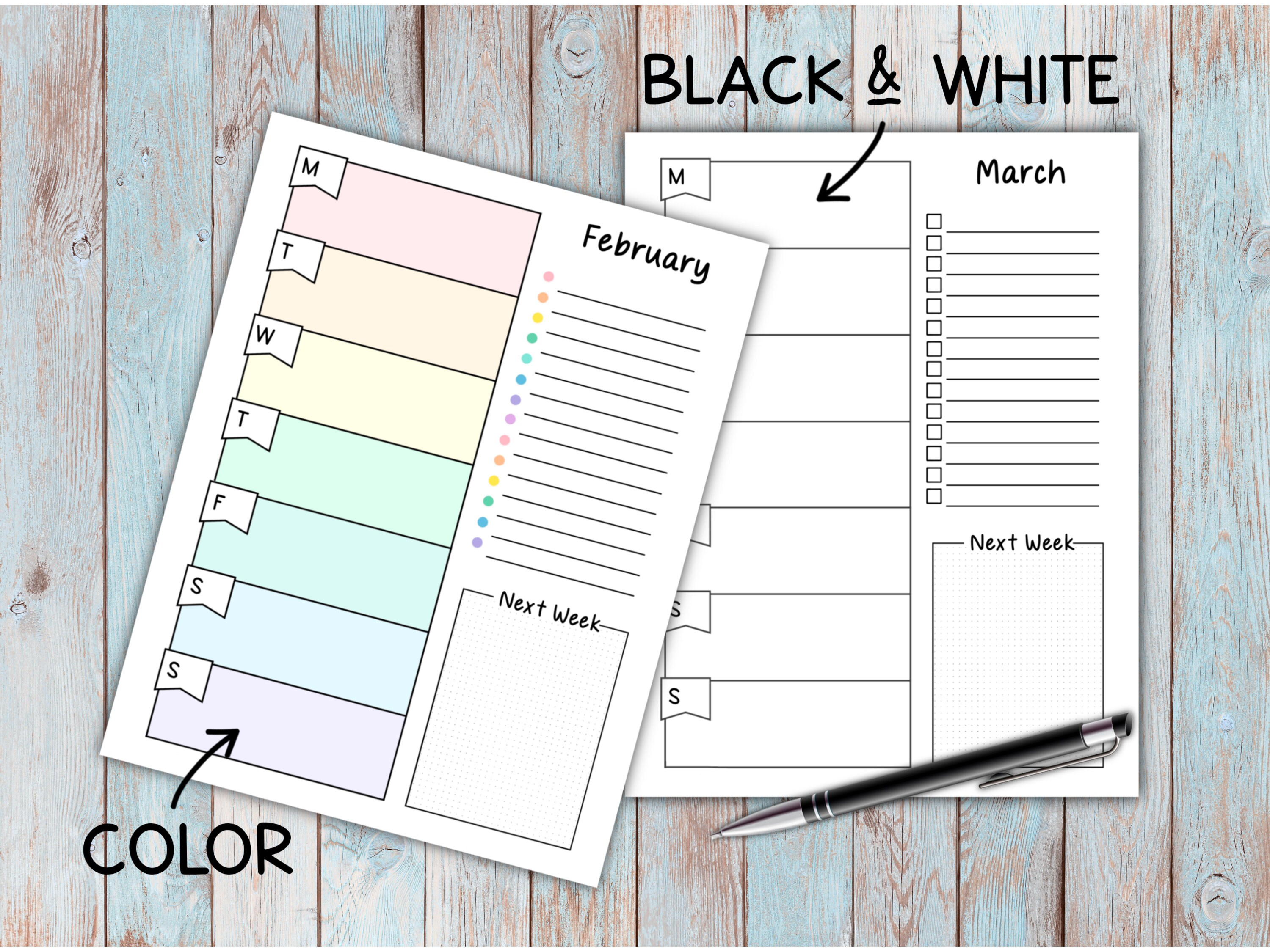 Rainbow Weekly Planner, Printable PDF, Letter Size 8.5x11", Digital ...