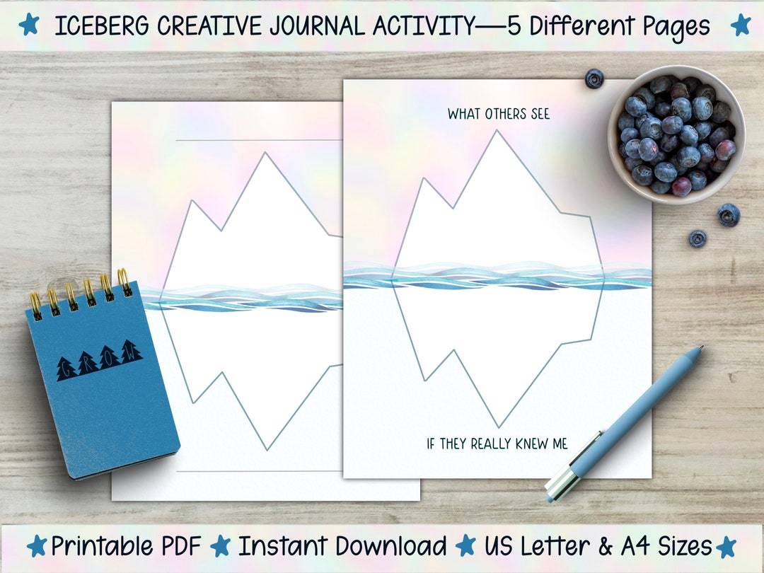 Northern Lights Iceberg Art Therapy Journaling Activity Instant ...