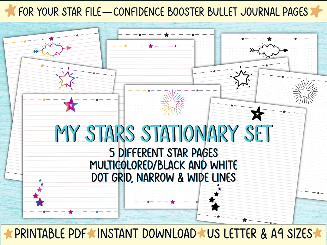 My Stars Stationary Notes, Journal Set Bundle, Letter & A4, Printable ...