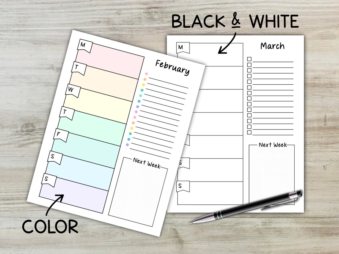 Rainbow Weekly Planner Printable PDF Letter Size - Etsy