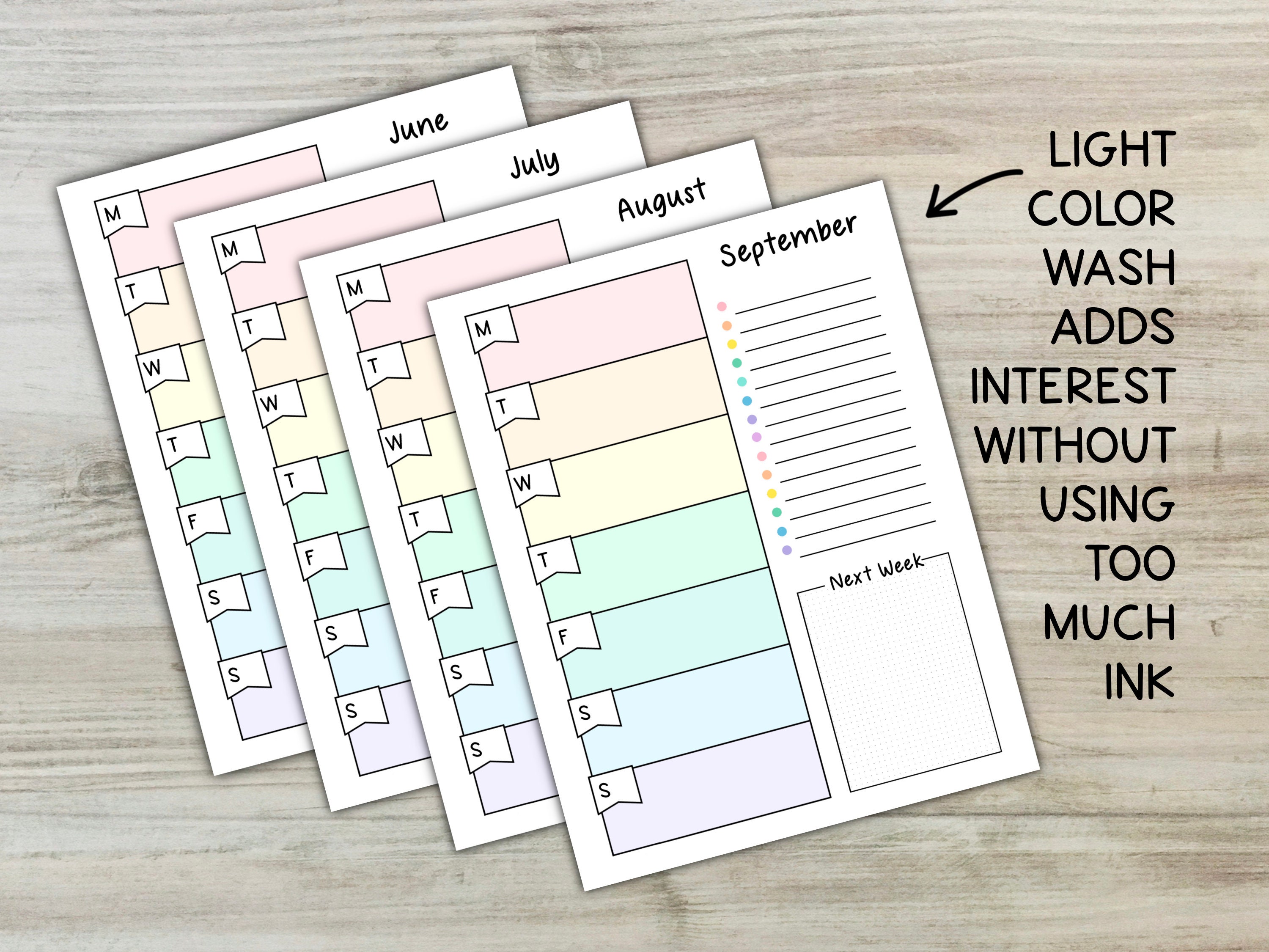 Rainbow Weekly Planner Printable PDF Letter Size - Etsy