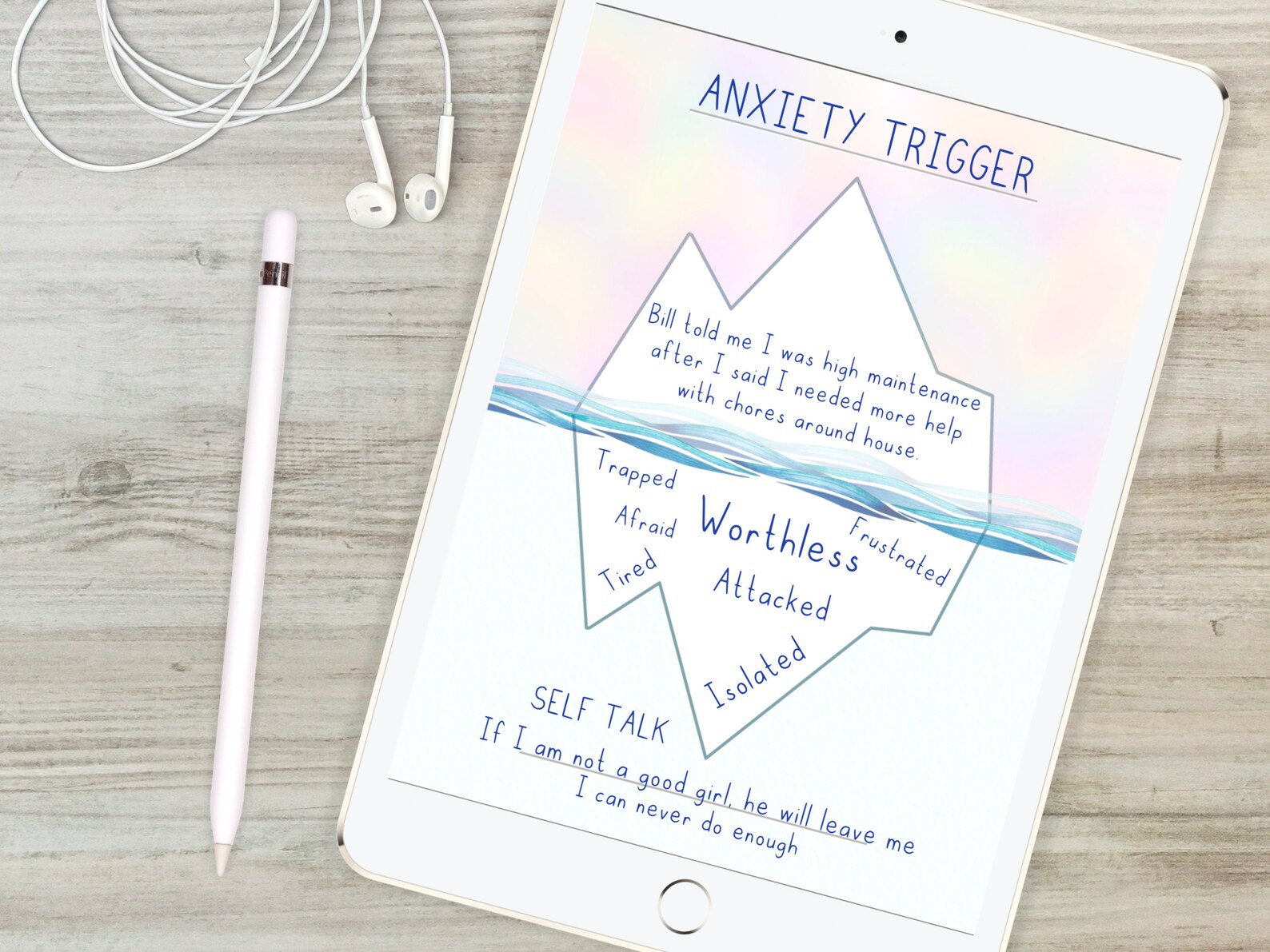 Iceberg Art Therapy Journal: Northern Lights Printable (PDF) - Etsy