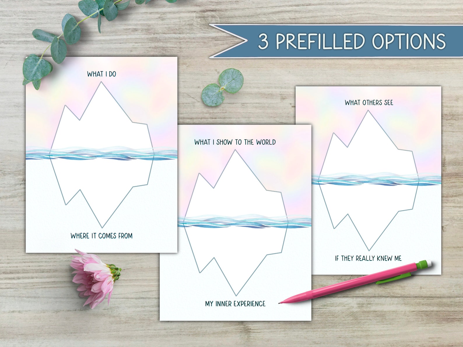 Northern Lights Iceberg Art Therapy Journaling Activity Instant ...