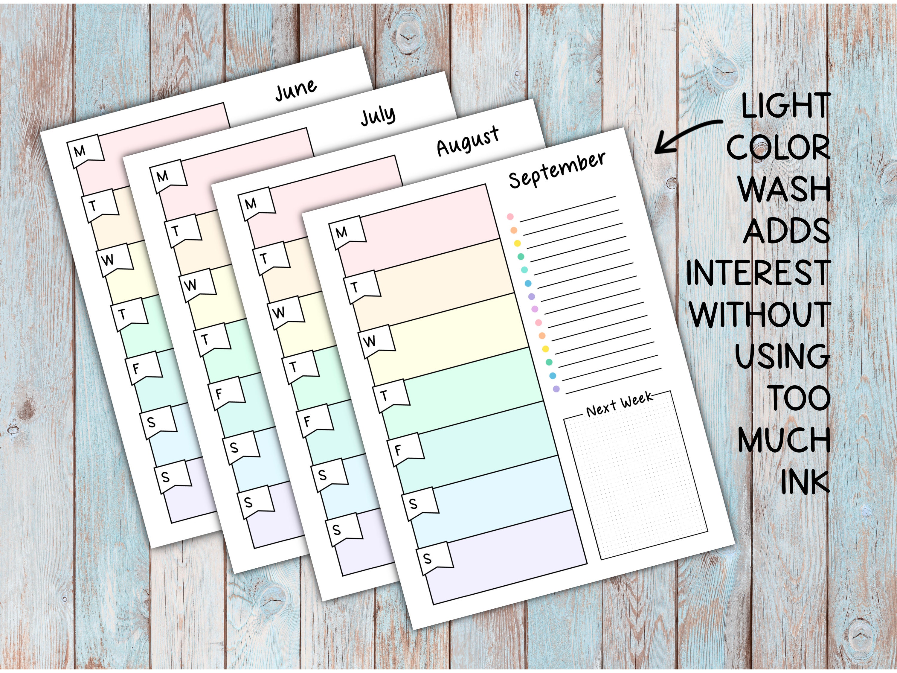 Rainbow Weekly Planner, Printable PDF, Letter Size 8.5x11, Digital ...