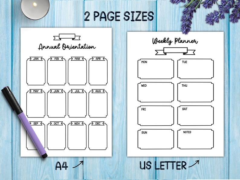 Minimalist 3-page Bullet Journal Set—annual, Monthly, and Weekly—letter ...